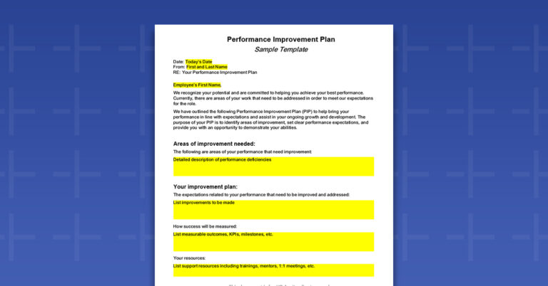 Performance Improvement Plan (PIP) Template | HR Acuity