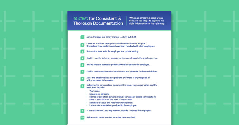 10 Steps for Consistent Documentation Infographic | HR Acuity